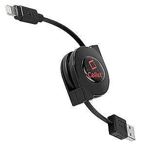Cellet Retractable iPhone Charger Cable, Lightning Charging Cord, Compatible for Apple iPhone 14 Pro Max Plus13 12 11 iPad Pro Air, iPad Mini, Air Pod, (Apple MFI Certified)