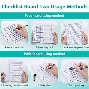 Dry Erase Chore Chart for Kids to Do List Magnetic Checklist Board Reusable RV Daily Routine Schedule Planning Boards with Blank Checklist Cardstock for Habit Tracker or Daily and Weekly Planner