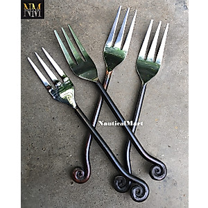 Treble Chef 7 1/2" Salad Fork (Set of Four) Medieval Twisted Dining Hall Eating/Feasting Utensils Set Functional Fork Cutlery For Family Dinner/Hotel/Restaurant Eating Set For Carrying