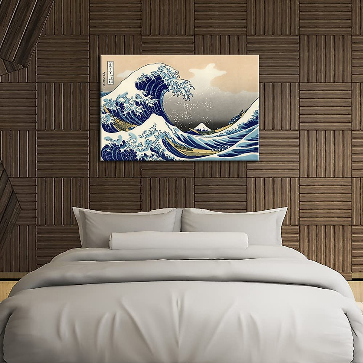 Wieco Art Great Wave of Kanagawa Katsushika Hokusai Giclee Canvas Prints Wall Art Abstract Seascape Pictures Paintings for Living Room Home Decorations Large Modern Stretched and Framed Sea Artwork