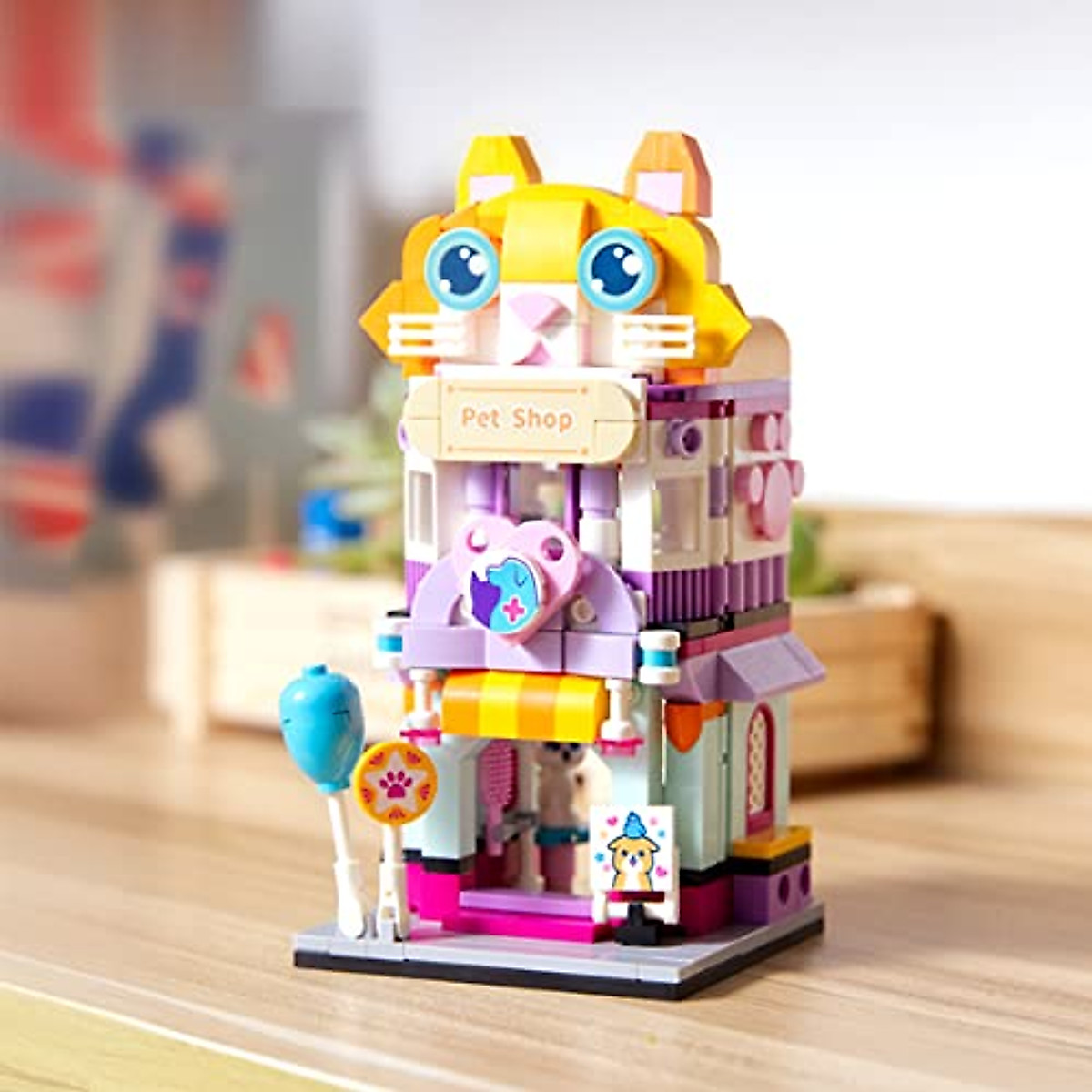 MENYORD Mini Street View Building Block kit, 287 Pieces MOC Creative Pet Shop Architecture Toys, ollectible Gift for Kids Ages 6+ (New 2023，Compatible with Lego Set)(Pet Shop)