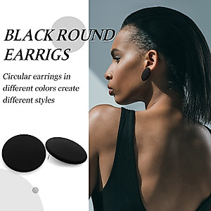6 Pairs Solid Color Earrings Geometric Stud Earrings Women Disc Earrings Big Round Acrylic Earrings (Black,Red,Green,White, Orange,Dark Blue)