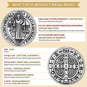 Nofade Silver Saint Benedict Cross Necklace for Men Women, 925 Sterling Silver Round St Benedict Pendant Necklace Coin Medallion Necklace Talisman Amulet Jewelry