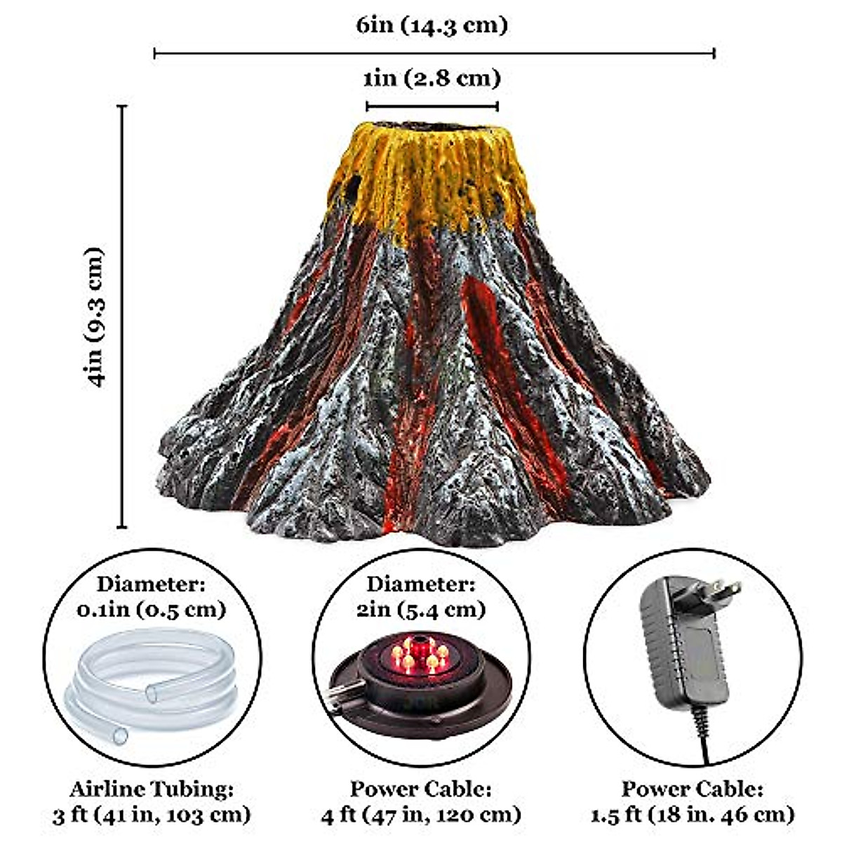 JOR Fiery Bubbler Volcano Aquarium Decoration, Add The Power and Chaos of Creation to Your Tank, Ultimate Fish Swim Challenge, Oxygenates Water and Improves Circulation