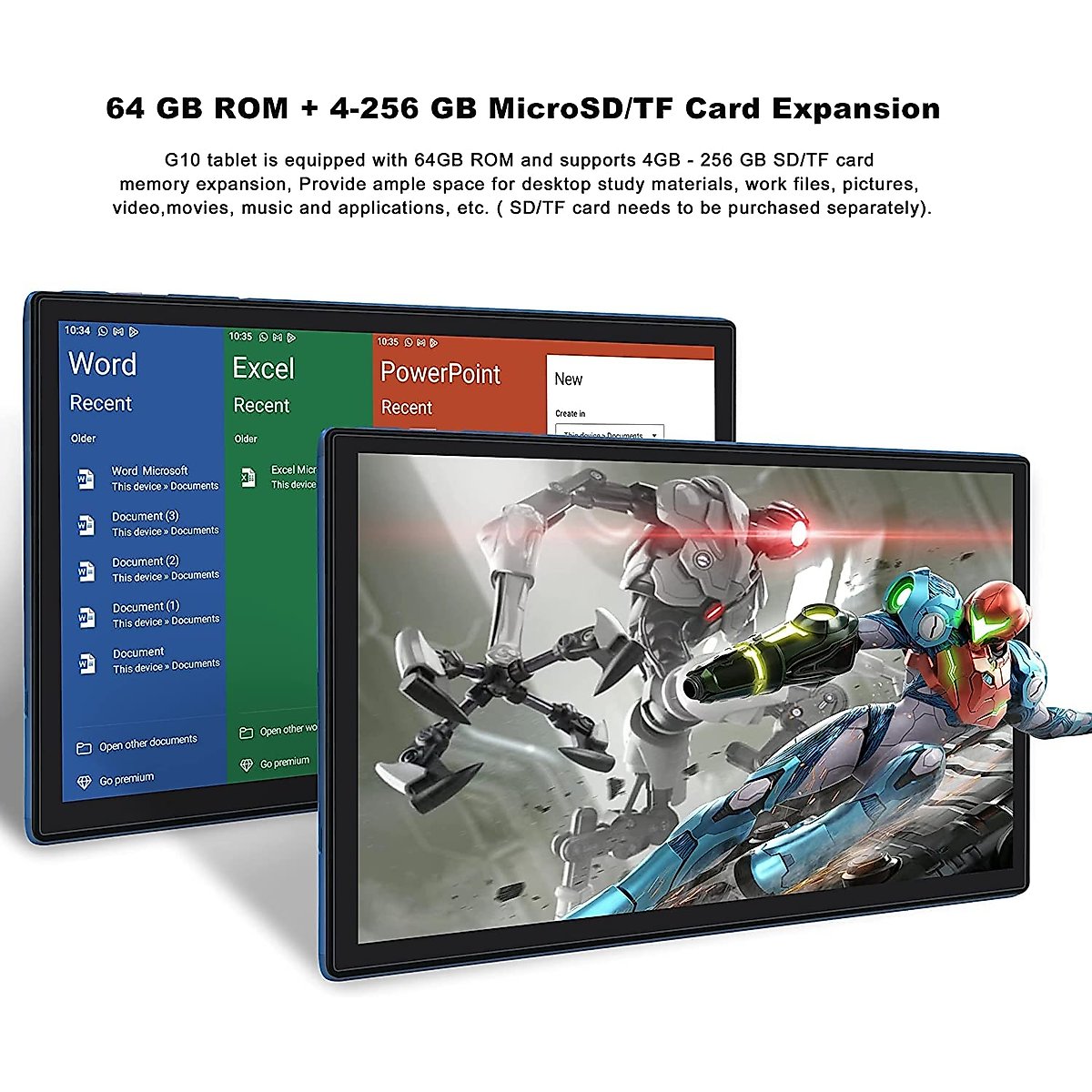 GOODTEL Android Tablet 10 Inch Tablet Octa-Core Processor 64 GB ROM Tablets, Smart IPS, 8000 mAh, Camera 5 MP + 8 MP, WiFi | Bluetooth, Tablet with Keyboard + Mouse (Blue)