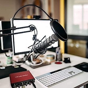 ZUZONG 2i2 Audio Interface Audio Interface USB Microphone Preamps with 48V Phantom Power 24 Bit Support Smartphone/Tablet/Computer and Other Equipment Recording（No DAW Recording Software）