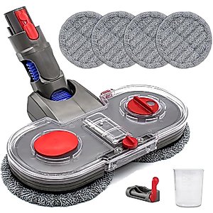 SCREENTRONICS Electric Mop Head with Removable Water Tank Attachment Compatible Replacement for Dyson V7 V8 V10 V11 Vacuum Cleaner (6 Reusable Mop Pads, Cup and Trigger Lock)