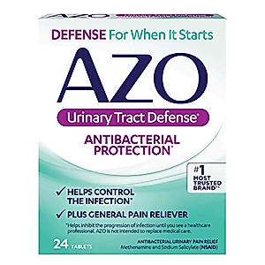 AZO Urinary Tract Defense Antibacterial Protection, Helps Control a UTI Until You Can See a Doctor, No. 1 Most Trusted Urinary Health Brand, 24 Count (Pack of 1)