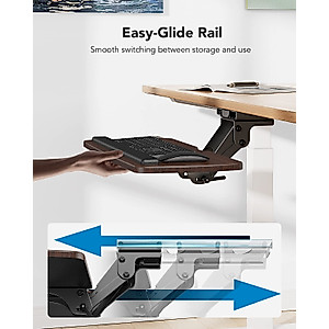 HUANUO Keyboard Tray Under Desk，360 Adjustable Ergonomic Sliding Keyboard & Mouse Tray, 25" W x 9.8" D, Brown