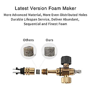 SGCB Pro Foam Cannon Snow Lance, Powerful Foam Suds Blaster Pressure Washer 1/4” US Connector Heavy Duty Leak-Proof 1L Wide Nick Bottle Scale Line Easy-Fill for Car Detailing Water Jet Wash