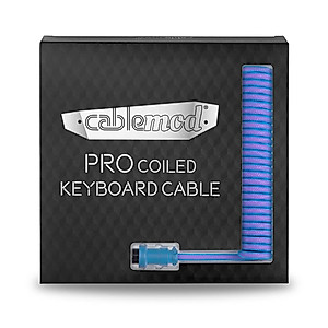 CableMod Pro Coiled Keyboard Cable (Galaxy Blue, USB A to USB Type C, 150cm)