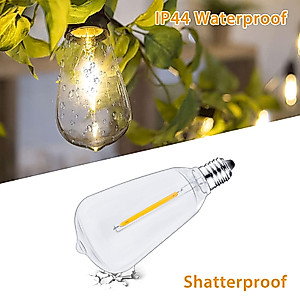 25 Packs ST38 LED Edison Bulbs,0.6Watt E12 Base Small Vintage Light Bulbs Equivalent to 7W Incandescant, 2700K Warm White Bulbs for ST38 String Lights, Shatterproof Waterproof Dimmable, Not for Solar