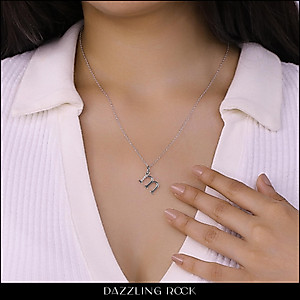 Dazzlingrock Collection 0.05 Carat (ctw) 18K Diamond Lowercase Letter 'm' Initial Pendant, White Gold