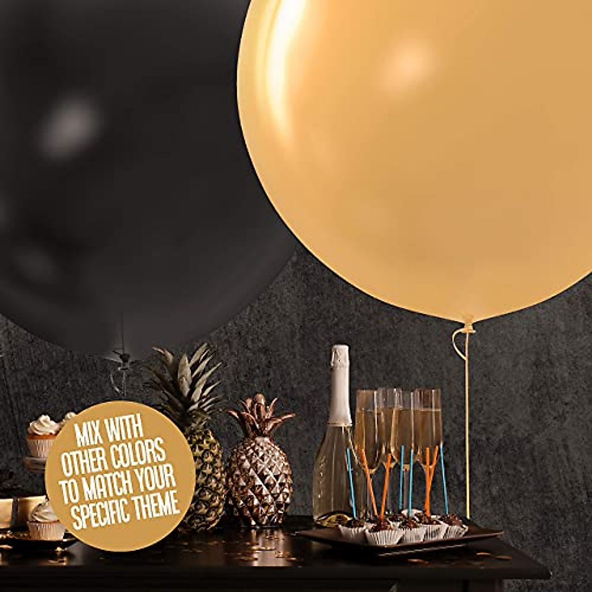 Prextex Gold Giant Balloons - 8 Jumbo 36 Inch Gold Balloons for Photo Shoot, Wedding, Baby Shower, Birthday Party and Event Decoration - Strong Latex Big Round Balloons - Helium Quality