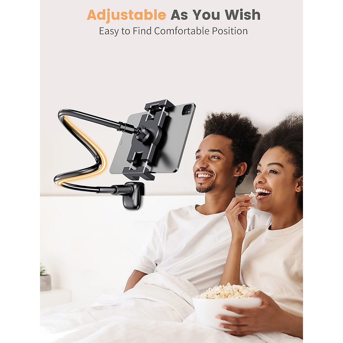 eSamcore Tablet Stand Holder, Gooseneck Phone Holder for Bed Cell Phone Stand for Desk Recording, Powerful Phone Grip Clamp Mount Compatible with All 4.7" - 11" Screen