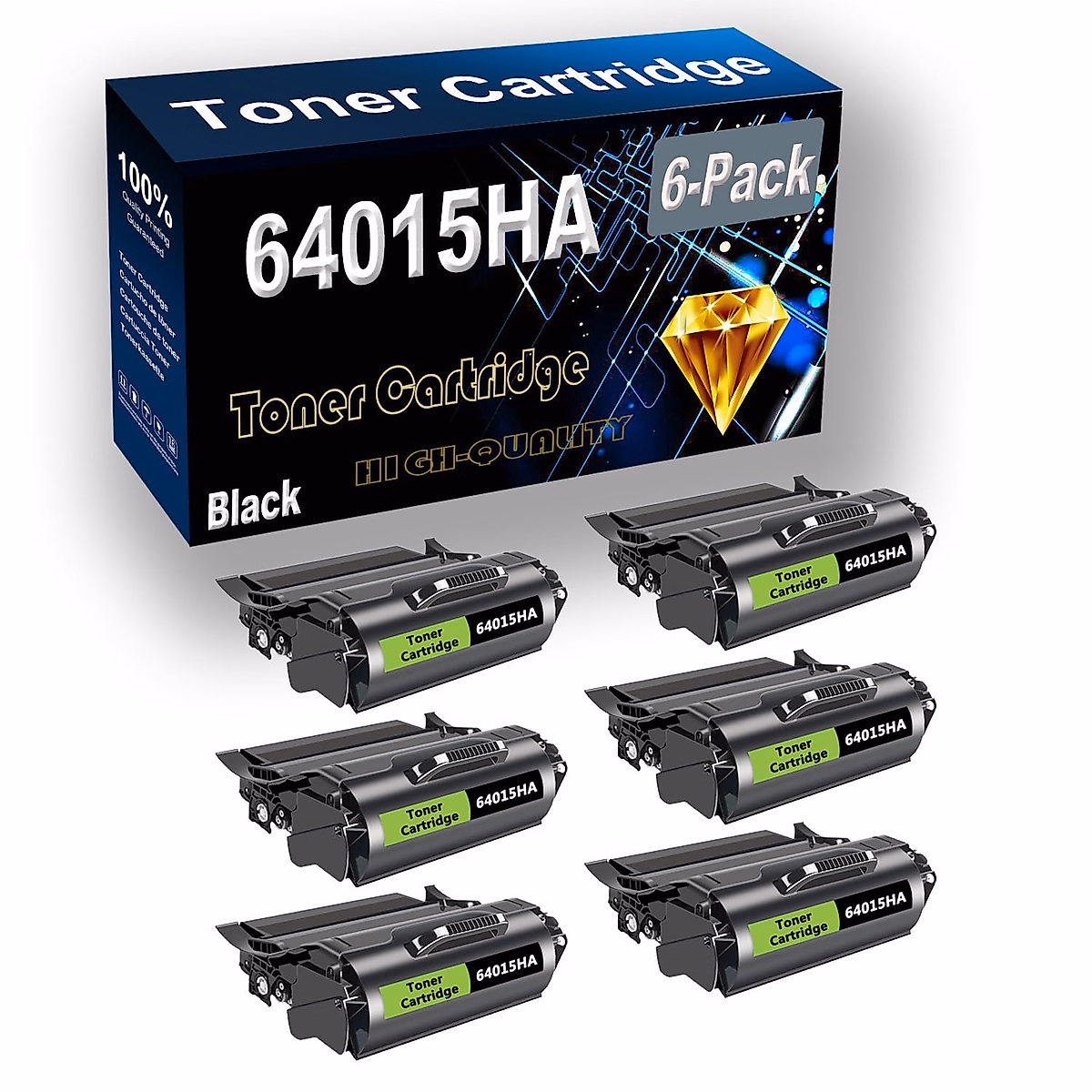 Kolasels Remanufactured Toner Cartridge Replacement for 64015HA for T640, T642, T644 Printer (6-Pack Black)