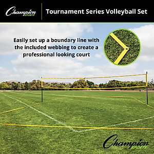 Champion Sports CG204 Outdoor Volleyball Set: Complete Portable Team Sports Set with Net, Poles, Ball & Accessories