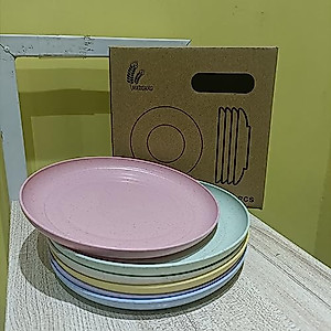 CAMBUY Wheat Straw Plates Lightweight Unbreakable Dinner Dishes Plates Set Dishwasher & Microwave Safe (Small 6 Pack 5.9')