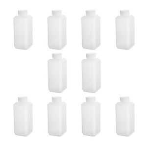 Bettomshin 10Pcs Narrow Mouth HDPE Reagent Bottle, 250mL/8.45oz Square Plastic Lab Chemical Reagent Bottle, Leak Proof, Translucent Sample Sealing Liquid/Solid Storage Container with Caps