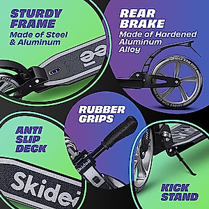 Scooter for Kids Ages 6-12 - Scooters for Teens 12 Years and Up - Adult Scooter with Anti-Shock Suspension - Scooter for Kids 8 Years and Up with 4 Adjustment Levels Handlebar Up to 41 Inches High