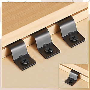 Ferraycle 100 Sets Table Top Fasteners with Screws Metal Z Clips for Table Tops Black Heavy Duty Z Table Top Connectors Solid Steel with 100 Black Screws for Desk Top Furniture