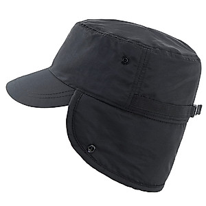 Connectyle Outdoor Mens Warm Hunting Hat with Earflaps Winter Skull Cap Faux Fur Baseball Cap Black