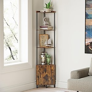 SUNMORY 5 Tier Corner Cabinet, 65.4" Tall Corner Shelf with Storage, Display Shelf Corner Shelves for Living Room Decor, Wall Corner Bookshelf, Plant Stand for Bedroom, Bathroom, Kitchen, Small Space