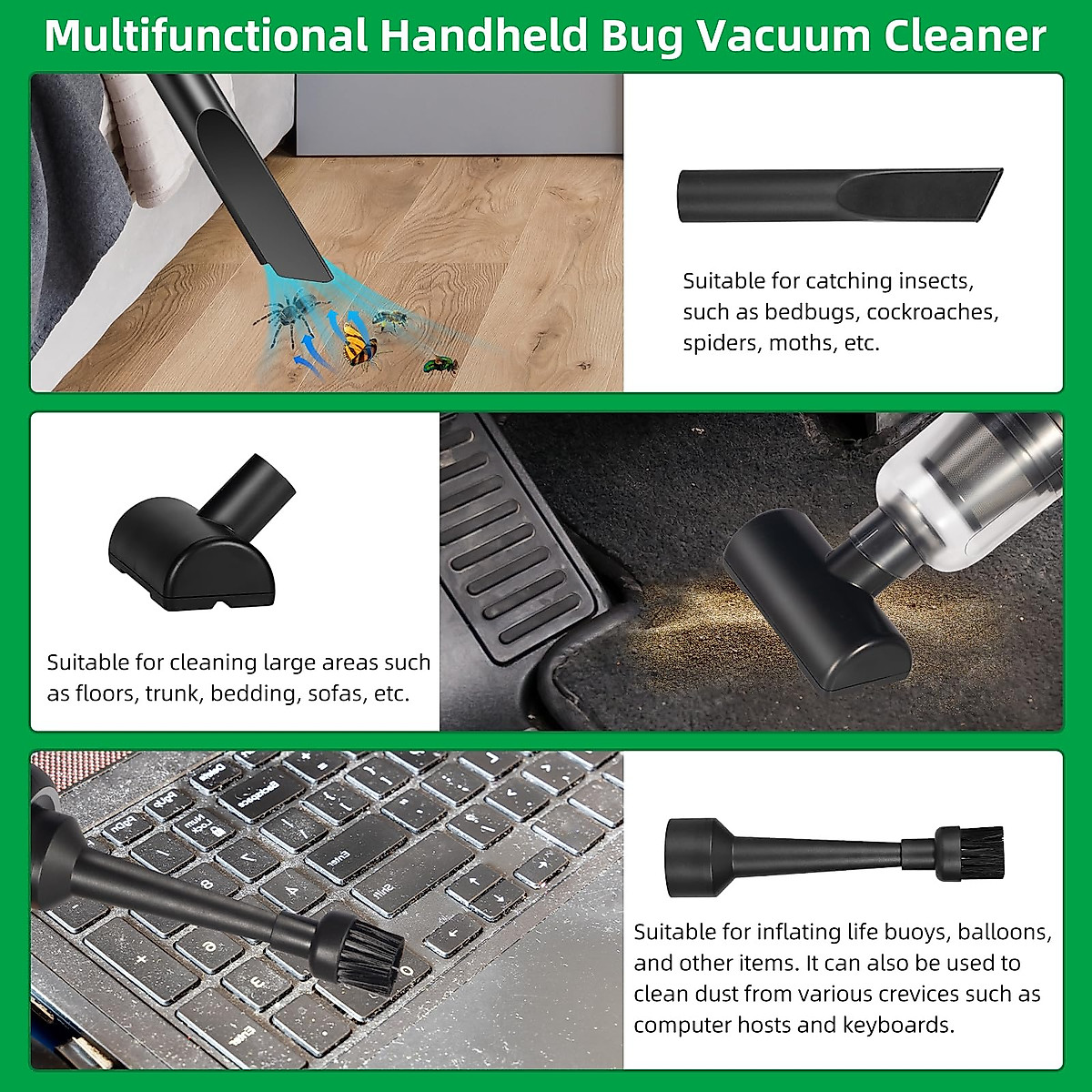 2024 Upgraded Bug Vacuum & Handheld Vacuum Cordless with 9000PA, High Power Portable Bug Catcher Small Spider Catcher Use for Home Office Car RV Insect Traps Catcher and Release with Insect Cage