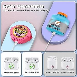 YIPINJIA for AirPods Pro 2 Case Cute [3-Pack], Funny Airpod Pro 2 Case Food 3D Cartoon Silicone Case Compatible for AirPods Pro 2nd Gen Case with Cleaner Pen (Sport Water+Purple Potato+Bubble Gum)