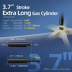 MASTERY MART Office Chair Gas Lift Cylinder Replacement, Hydraulic Pneumatic Shock Piston, Heavy Duty 450LBs/ 204KGs, Universal Size Fits Most Office Chair, 4'' Travel Length, Class 4 (Matte Black)