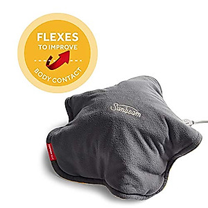 Sunbeam ConformHeat Lightly Weighted Conforming Heating Pad, 14-Inch x 14-Inch, Xpressheat Technology, 3 Temperature Settings, Beeswax/Gray, 1 Count