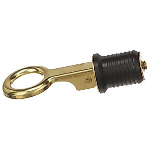 Attwood 7524A7 Snap-Handle Drain Plug, For 1-Inch-Diameter Drains, Locks in Place, Brass Handle, Rubber Plug