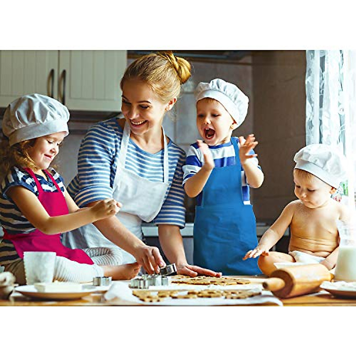 SATINIOR 12 Kids Apron Adjustable Children Chef Painting Pocket Apron for Boys Girls