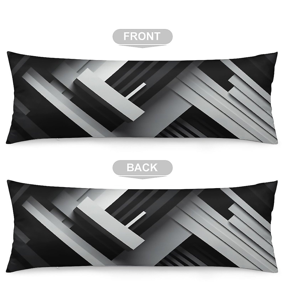 MaSiledy Body Pillow Case Geometry Long Case Protector with Zipper Black White Diagonal Geometric Design Body Pillowcase Bed Large Soft Body Pillow Covers 20x54 Inches for Bedding Couch