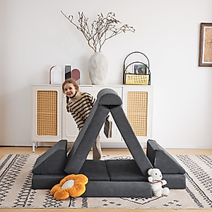 Erigiak 2024 Kids Couch Play Couch Large, Miss Fabric Modular Foam Couch Floor Sofa Soft Play Equipment for Kids, Convertible Sofa Couch and Kids Playhouse