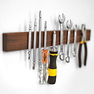 Mr.Art Wood Magnetic Wooden Kitchen Knife Holder Strip Bar, Size 16” – Store Knives and Tools Efficiently, Versatile and Multipurpose, 100% Natural Walnut Wood