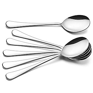Serving Spoons X 6, HaWare 9.8 inches Large Size Stainless Steel Serving Spoon, Elegant Design for Kitchen/Buffet/Party, Mirror Polished and Dishwasher Safe(6 Pack)