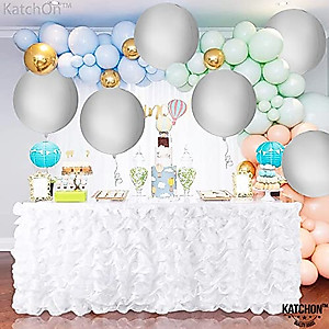 Huge, Metallic White Mylar Balloons - 22 Inch, Pack of 6 | White 4d Balloons | White Foil Balloons Decorations | White Large Balloons for Wedding, Birthday, Engagement, Halloween Party Decorations