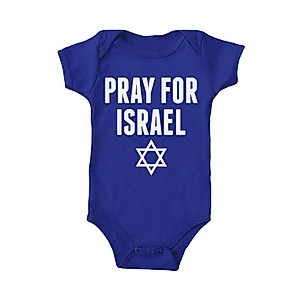 Tcombo Pray For Israel - Star of David Bodysuit (Royal Blue, 6 Months)