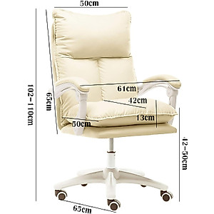 Computer Chair, Ergonomic High-Back Computer Desk Chair PU Leather Executive Swivel Adjustable Home Chair with Cotton Headrest for Women (Color : Beige)