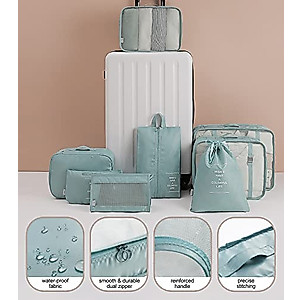 WOOMADA 8 Set Packing Cubes for Suitcases Travel Essentials Luggage Organizer for Travel Accessories Shoe Bag Tioletry Bag Laundry Bag(dark blue)