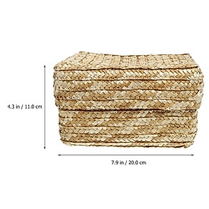 DOITOOL Wicker Storage Baskets 1pc Straw Storage Basket Wicker Child Cosmetic Wedding Wedding Basket