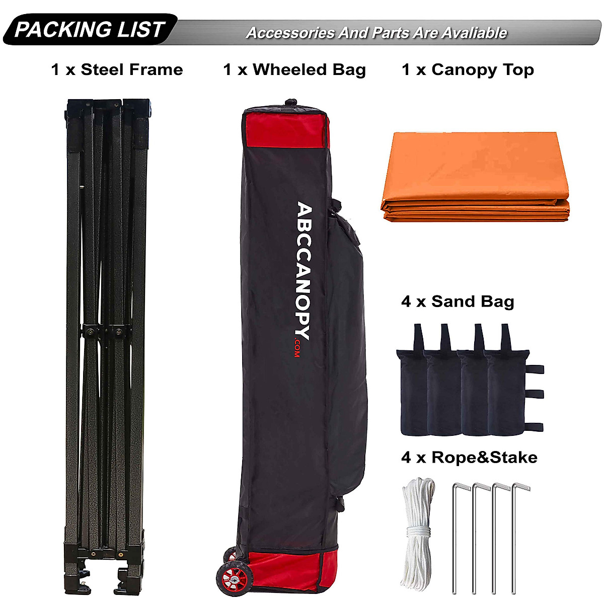 ABCCANOPY Patio Pop Up Canopy Tent 10x10 Commercial-Series (Orange)