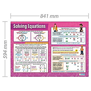 Solving Equations Math Poster – Gloss Paper – 33” x 23.5” – Educational School and Classroom Posters