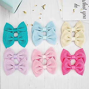 JOYOYO 60Pcs Baby Girls Kids Toddlers 2.75 Inch Twill Waffle Fabric Hair Bows Alligator Clips for Pigtails Hair Accessories and Bangs