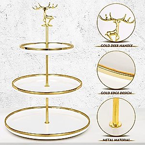3 Tier Porcelain Cake Stand，Afternoon Tea Stand，3 Tier Cupcake Stand for Party，Dessert Table Display Set，Cupcake Stand for 24 Cupcakes，Tiered Tray Stand，Three Tier Dessert Stand