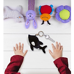 Puzzled Killer Whale Plush Keychain Stuffed Animal Toy - Soft Ocean Life Animal Black Whale Charm Keyring, Decorative Plush Toy Accessory Fun Buddy For Kids Bag - 4 Inches