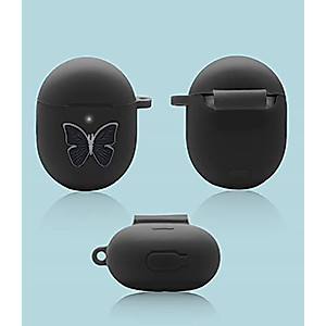 Case for Google Pixel Buds Pro Case Cover 2022, Cute Cartoon Butterfly Skin Soft Silicone Pixel Buds Pro Charging Case Earbuds Protective Cover with Keychain for Women Girl Gift (Black)