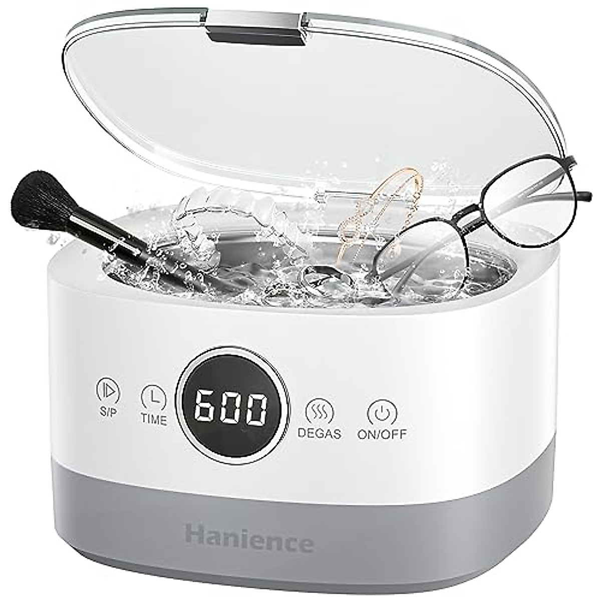 Hanience Ultrasonic Cleaner, 750ml Jewelry Cleaner Machine with Touch Control and Degas Mode, 46kHz Sonic Cleaner for Jewelry, Ring, Silver, Dentures, Eyeglasses and Watches