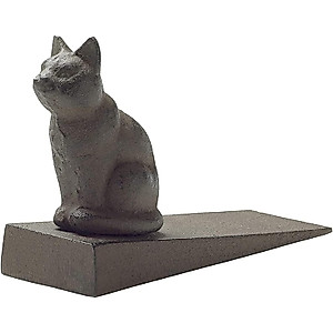 Vintage Cast Iron Cat Door Stop Wedge by Comfify | Lovely Decorative Finish, Padded Anti-Scratch Felt Bottom Protects Floors | Keep Your Doors Open| in Rust Brown